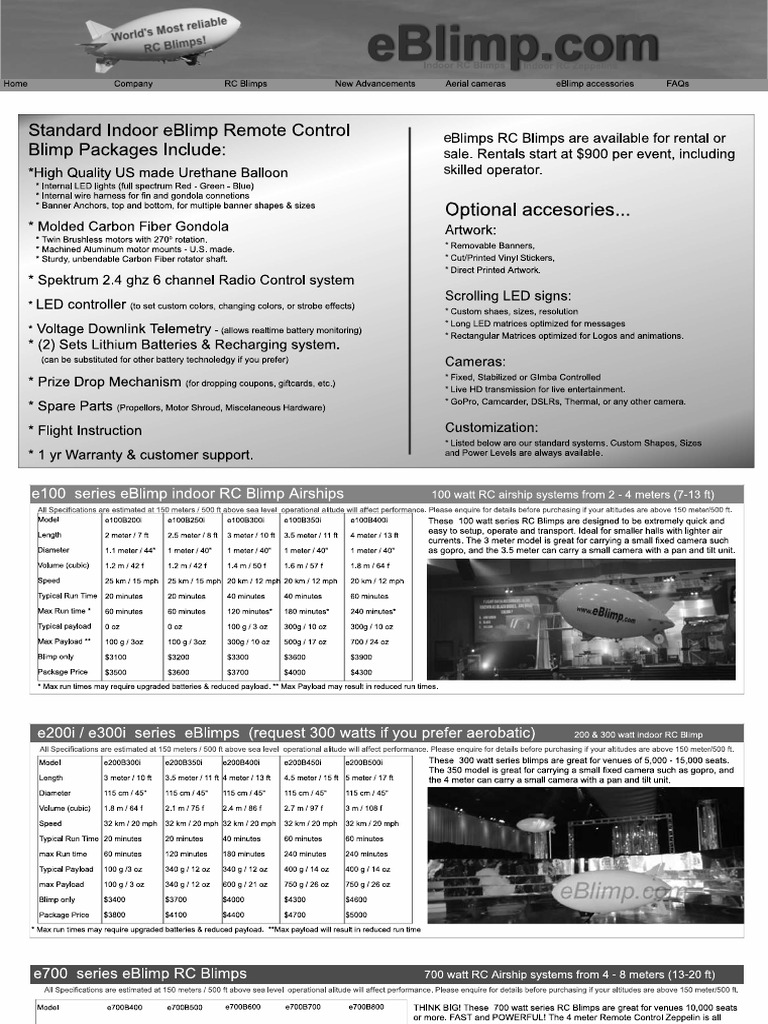 Blimp Data From Manufacturers | PDF