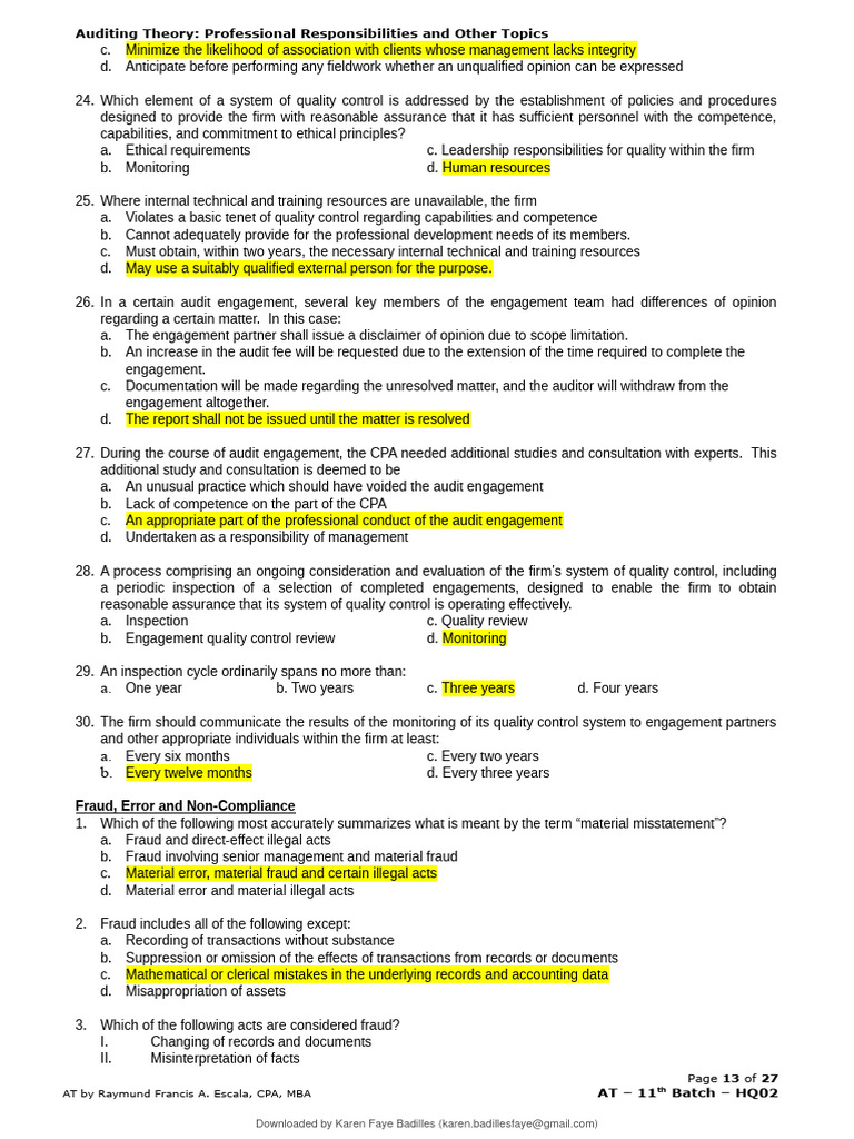 Auditing Theory Test Bank Escala - pdf-14-18 | PDF | Audit | Financial ...