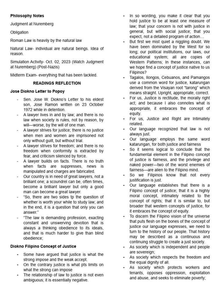 Philosophy Notes | PDF | Jurisprudence | Justice