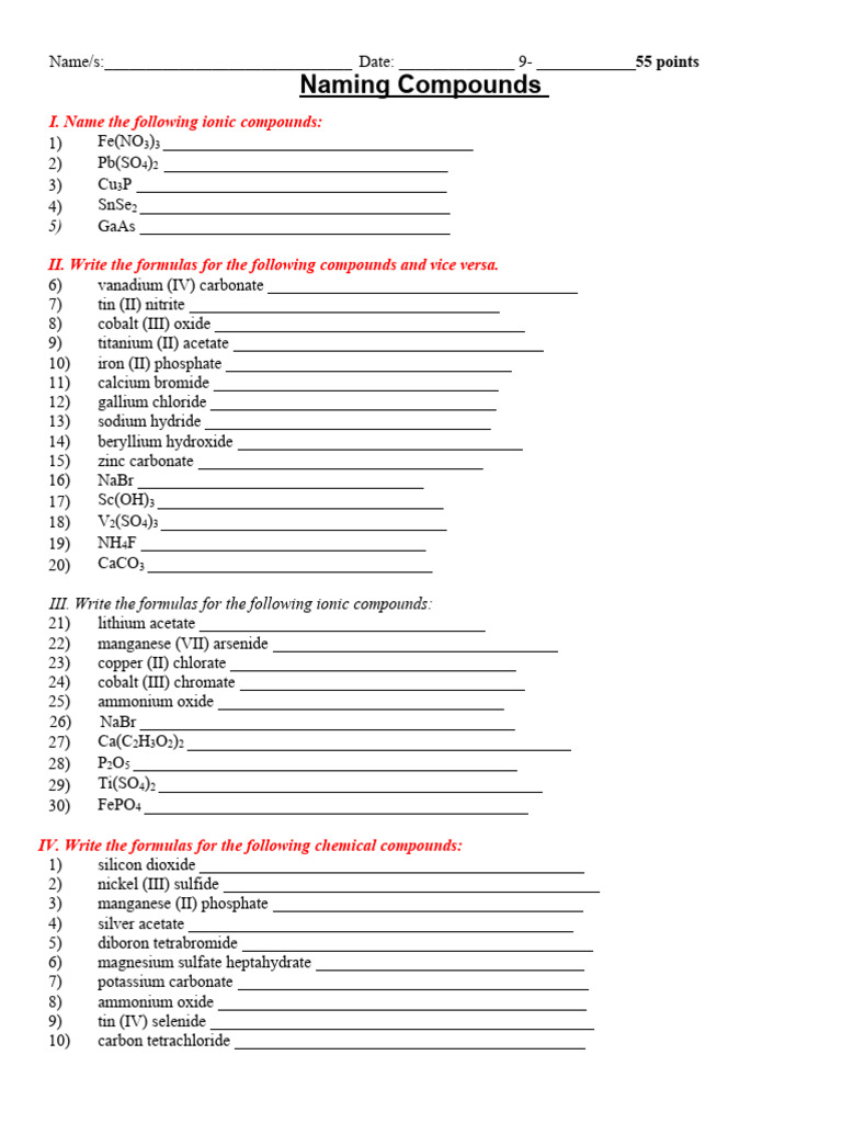Ionic Compounds Naming and Formulas Guide | PDF | Covalent Bond ...
