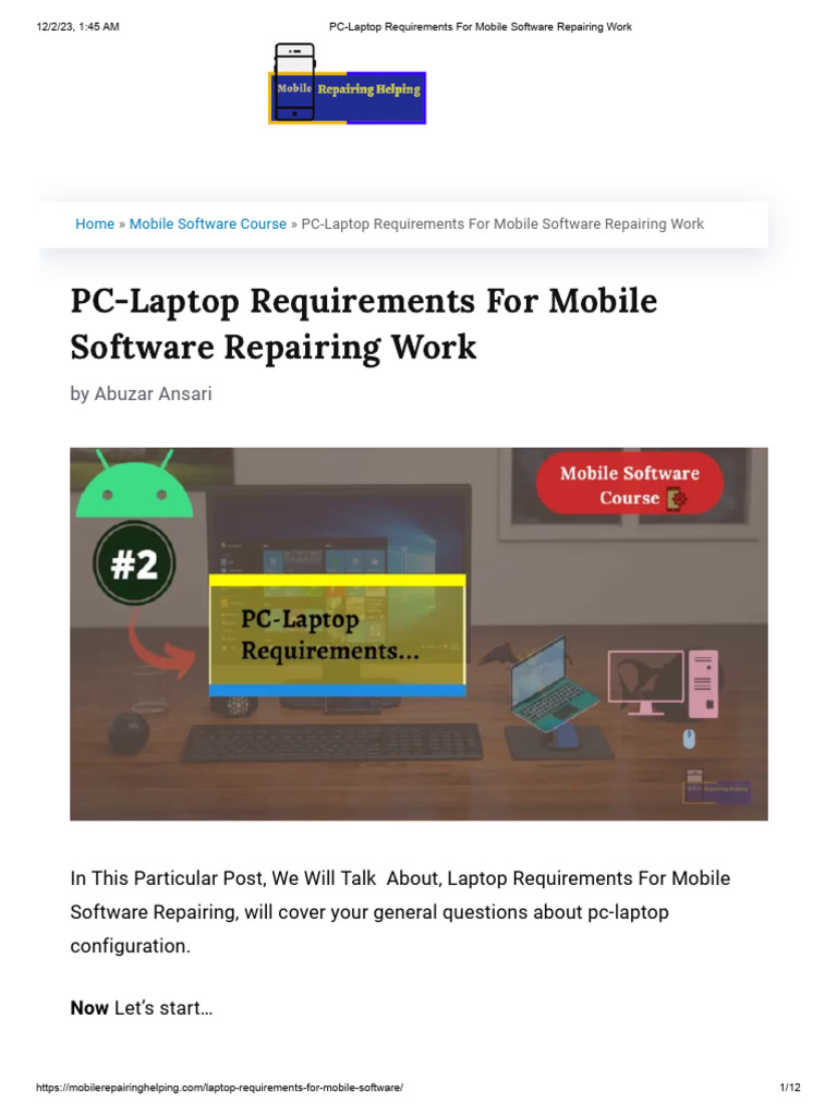 PC-Laptop Requirements For Mobile Software Repairing Work | Download ...