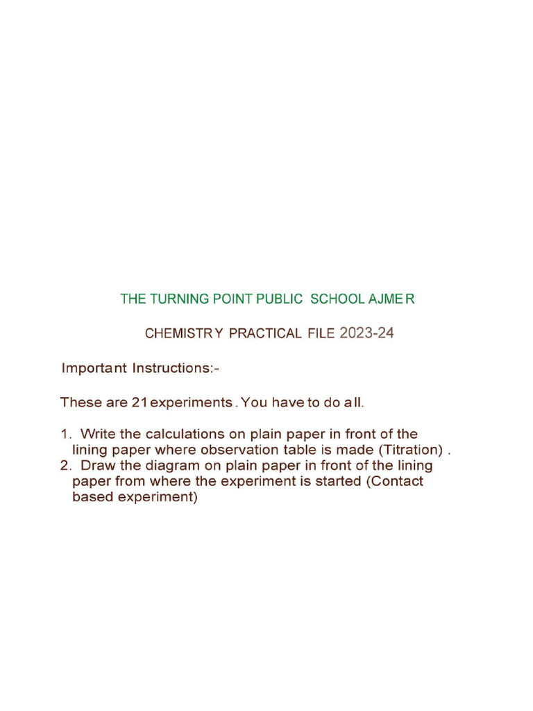 Chemistry Practical File Cbse | PDF