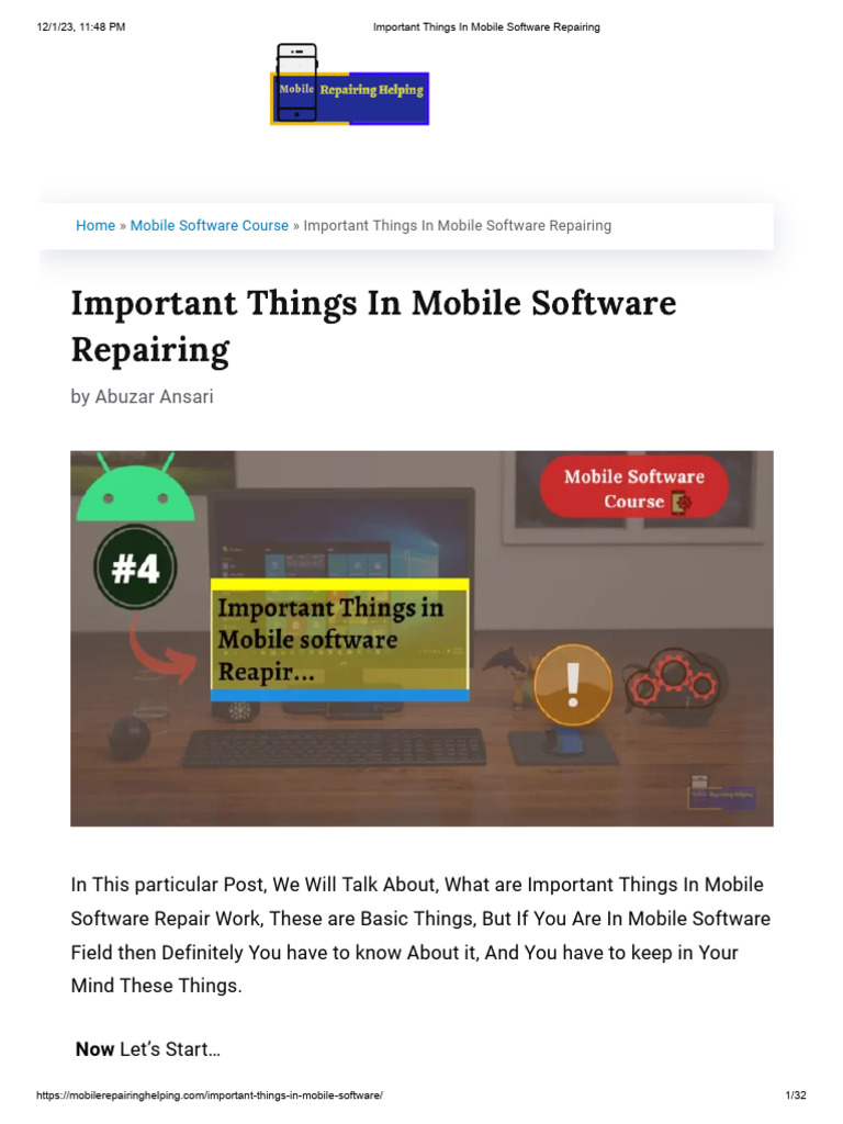 4important Things in Mobile Software Repairing1 | PDF | Android ...