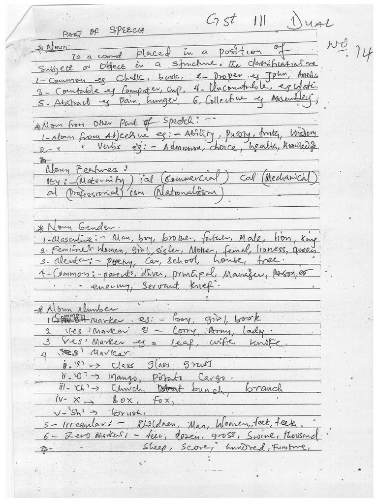 GST 111 Part of Speech | PDF