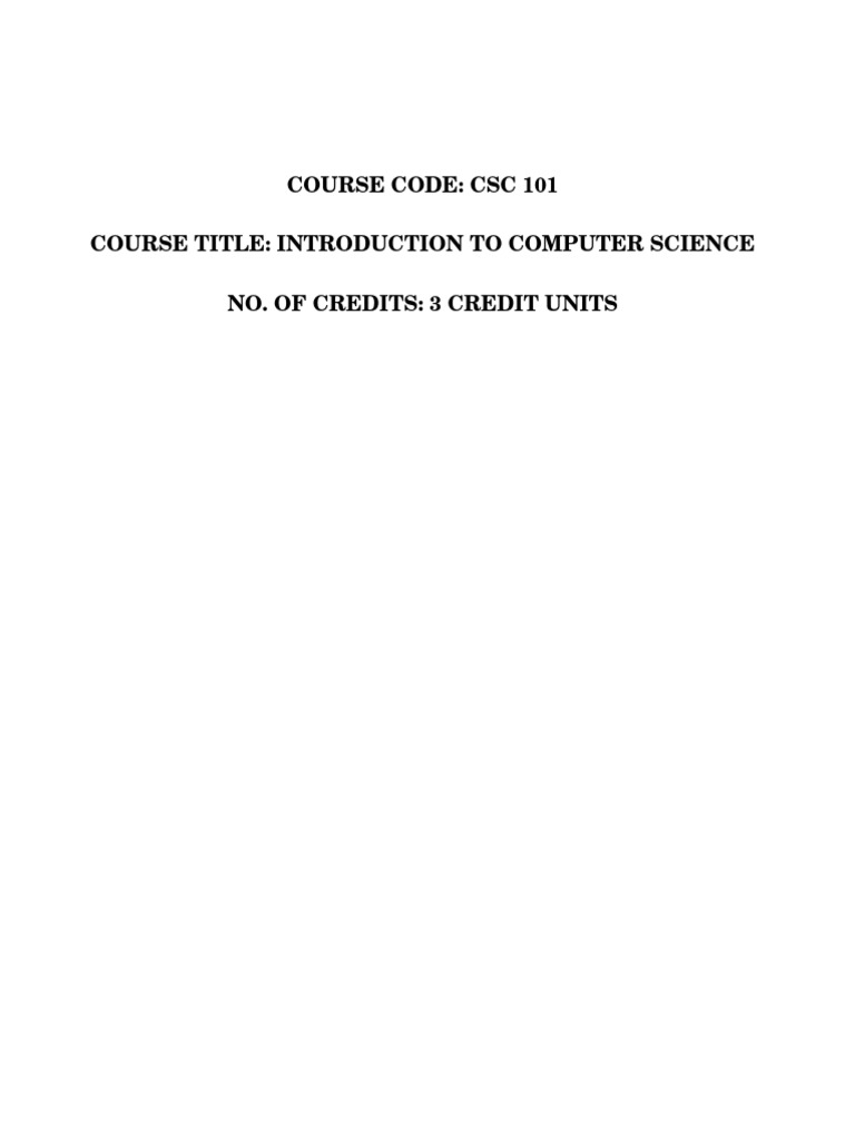 CSC 101 | PDF | Computer Keyboard | Random Access Memory