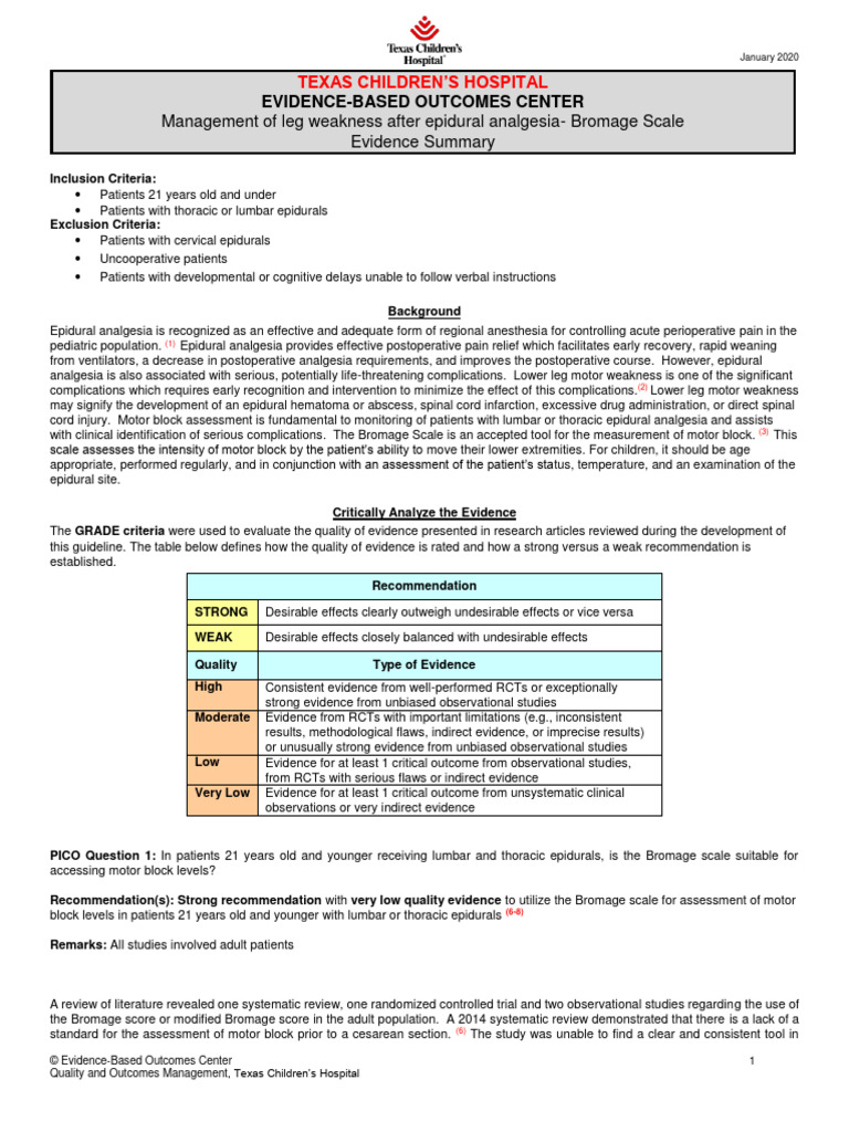 Bromage Scale ES 01032020 Reaffirmed | PDF | Pain Management | Evidence ...