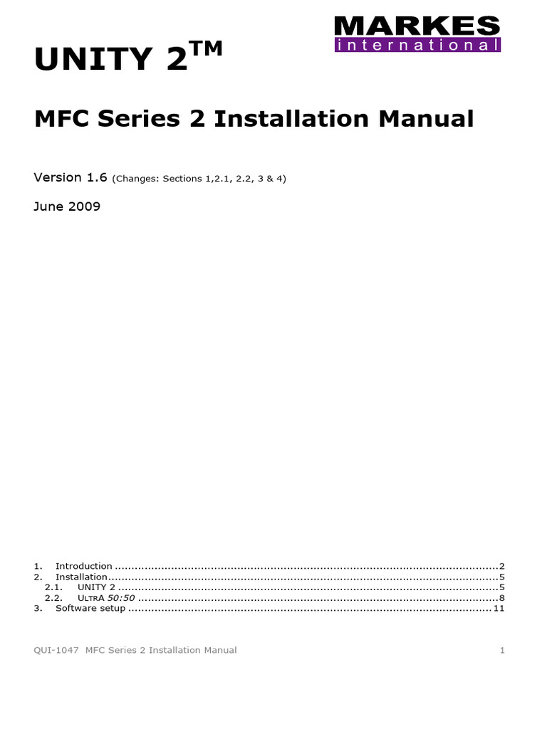 UNITY2 MFC Series 2 Installation Manual | PDF | Calibration | Valve