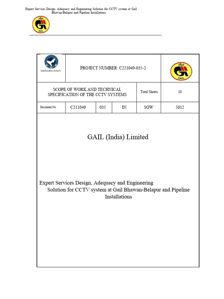 Scope of Work CCTV | PDF | Specification (Technical Standard) | Closed ...
