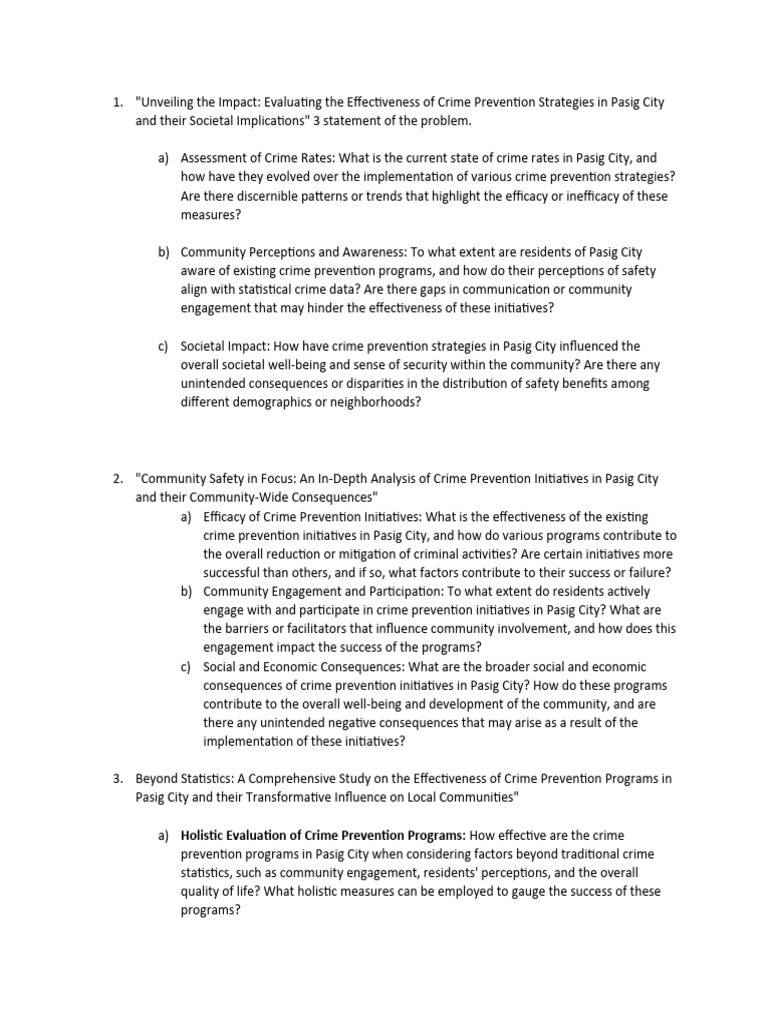 3 Statement of The Problem | PDF | Crimes | Crime & Violence