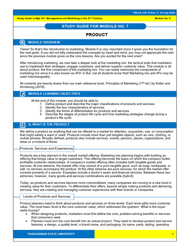 MGT 101 SG 7 PRODUCT | PDF | Product (Business) | Marketing
