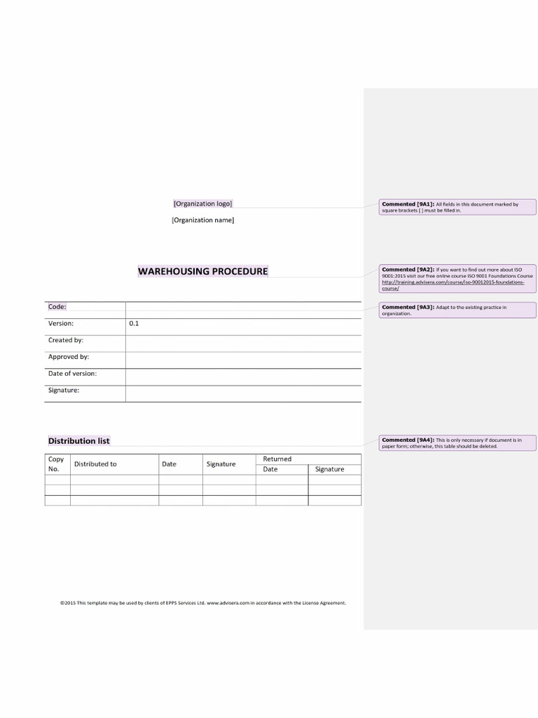 11 Warehousing Procedure Premium 2020 Preview EN | PDF