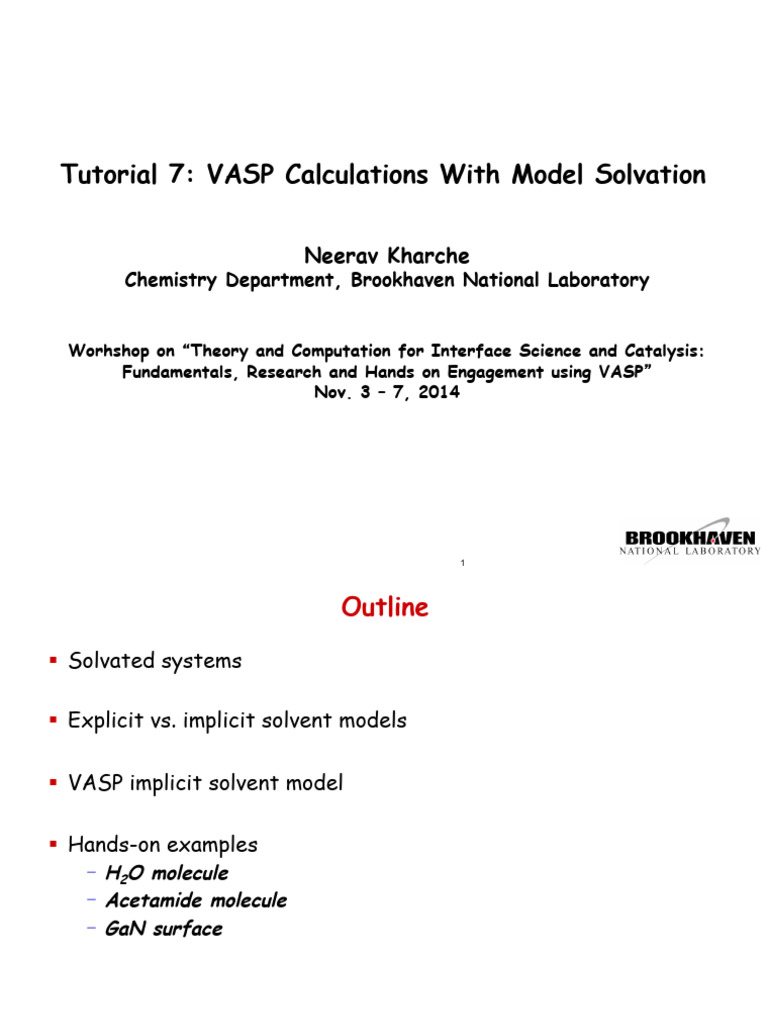 vasp实现隐式溶剂模型 | PDF | Solvation | Physical Chemistry
