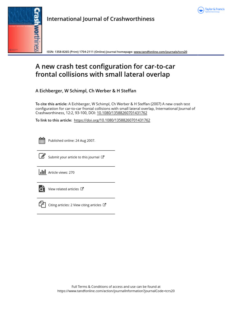 5 - A New Crash Test Configuration For Car-To-Car Frontal Collisions ...