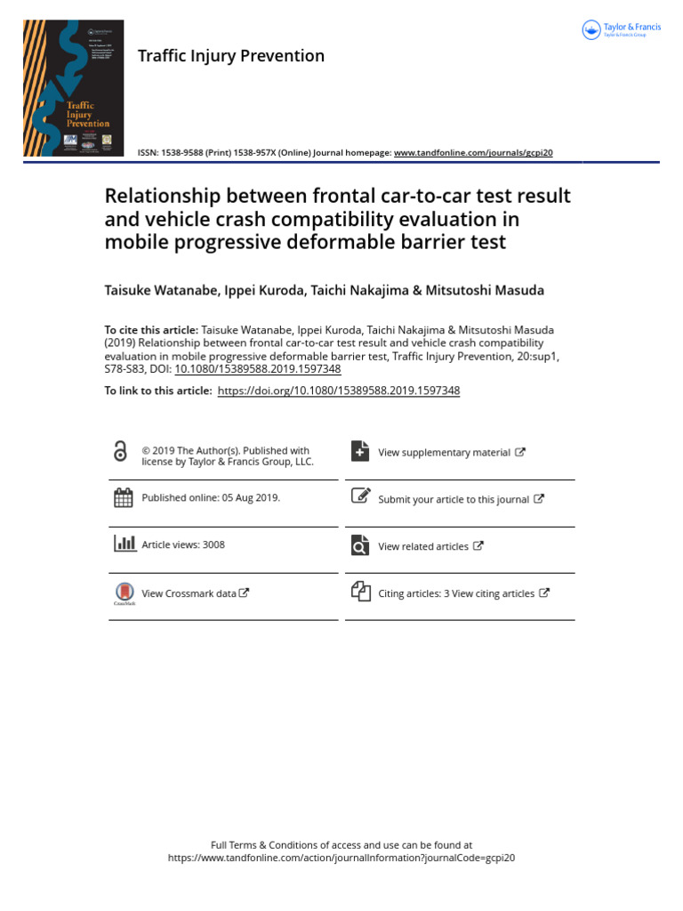 1 - Relationship Between Frontal Car-To-Car Test Result and Vehicle ...