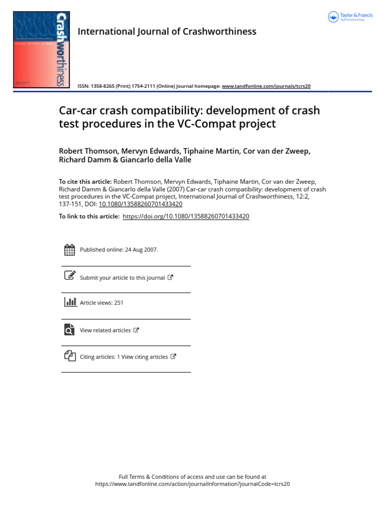 3 - Car-Car Crash Compatibility Development of Crash Test Procedures in ...