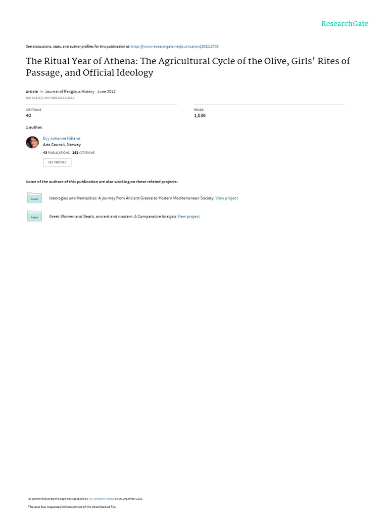 The Ritual Year of Athena: The Agricultural Cycle of The Olive, Girls ...