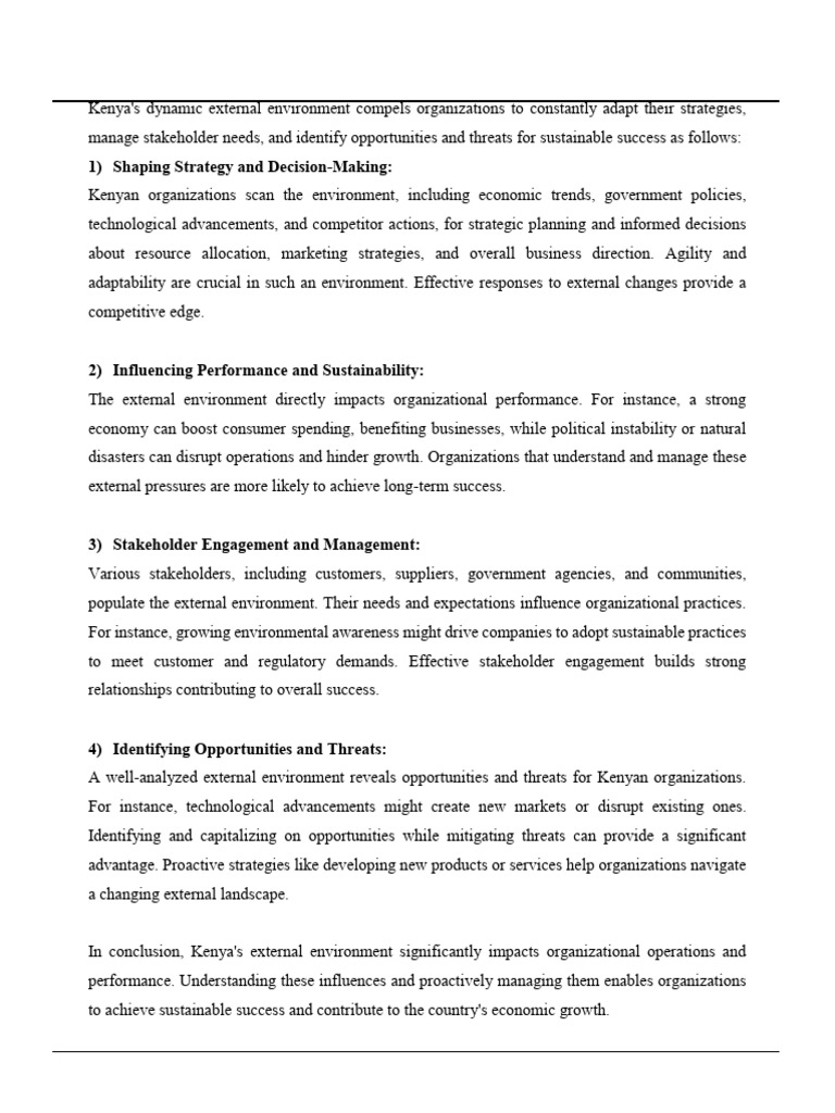 Importance of Kenya's External Environment | PDF