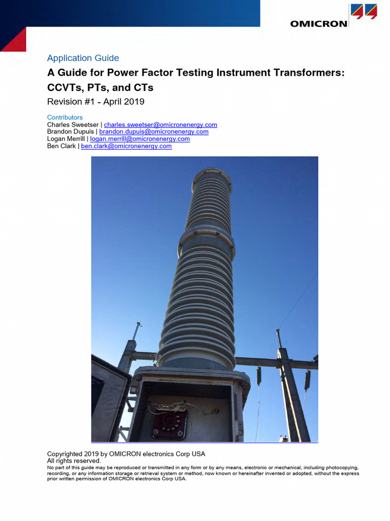 A Guide For Power Factor Testing CCVTs-PTS-And-HVCTs | PDF | Capacitor ...
