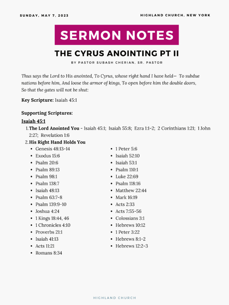 The Cyrus Anointing - Pt2 - Ps Subash | PDF