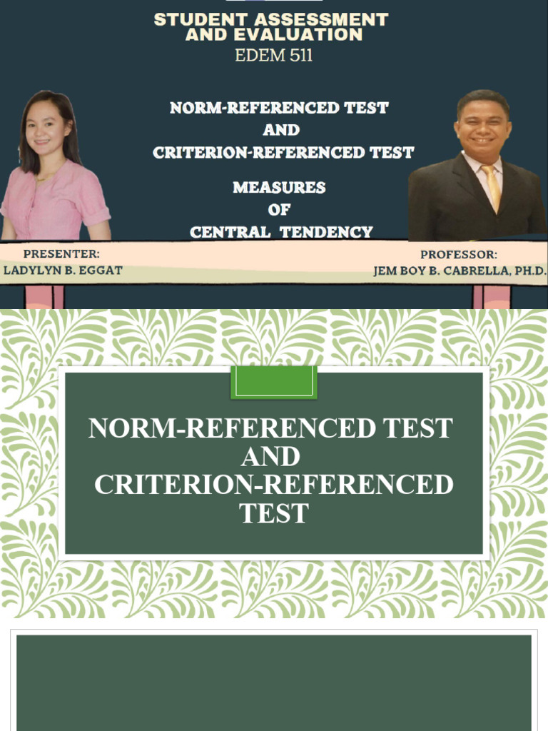 Norm-Referenced Test, Criterion-Referenced Test and Measures of ...