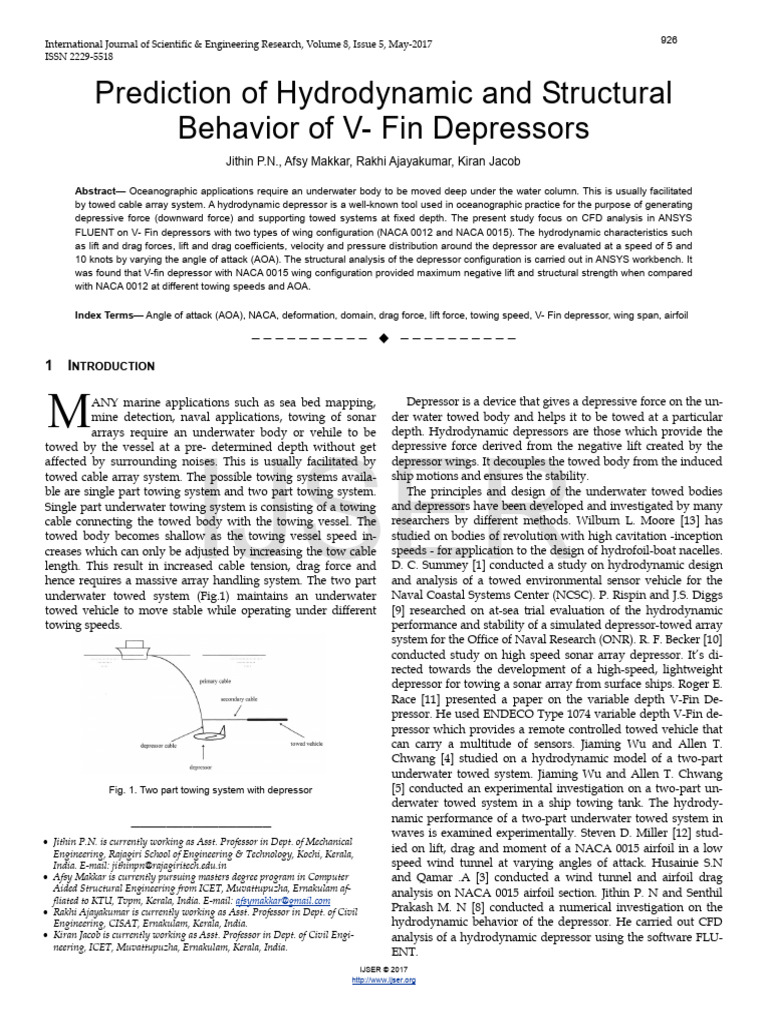 Prediction of Hydrodynamic and Structural Behavior of V Fin Depressors | PDF | Computational ...