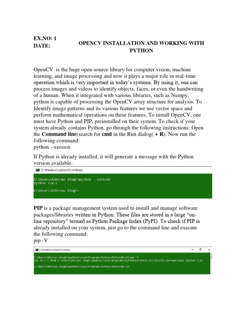 CV Lab Manual | PDF | Python (Programming Language) | Matrix (Mathematics)