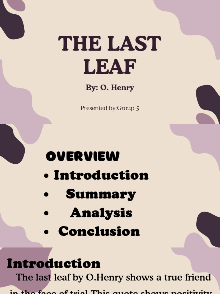 The Last Leaf: Hope and Friendship | PDF