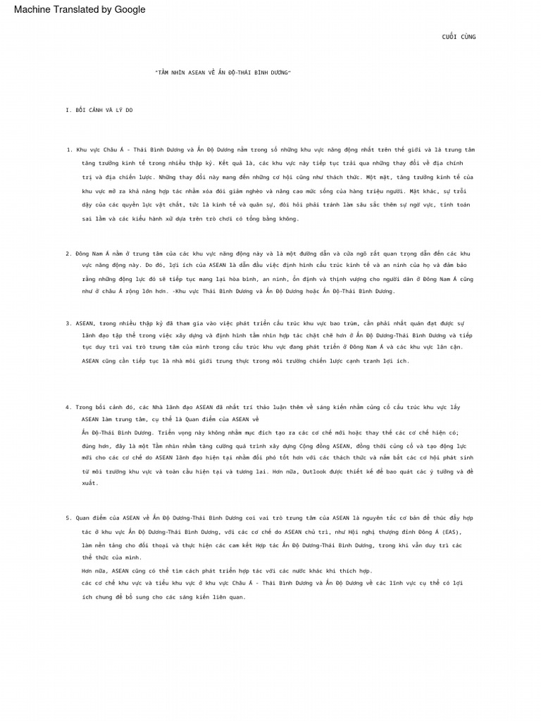 ASEAN Outlook On The Indo Pacific - FINAL - 22062019 | PDF