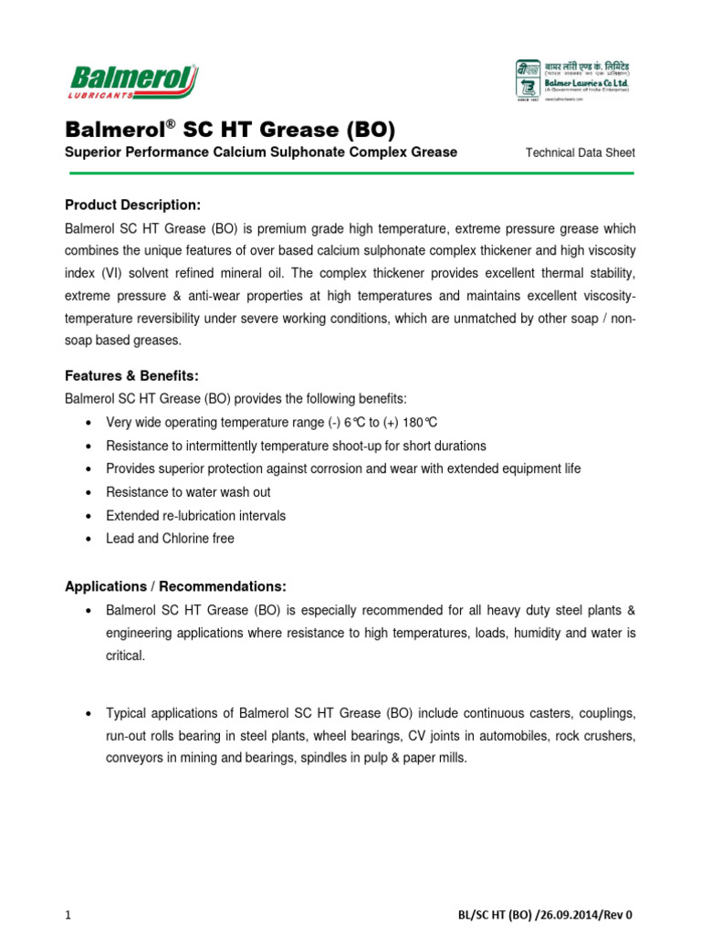 1482408228balmerol SC HT Grease (Bo) | PDF | Chemical Substances ...