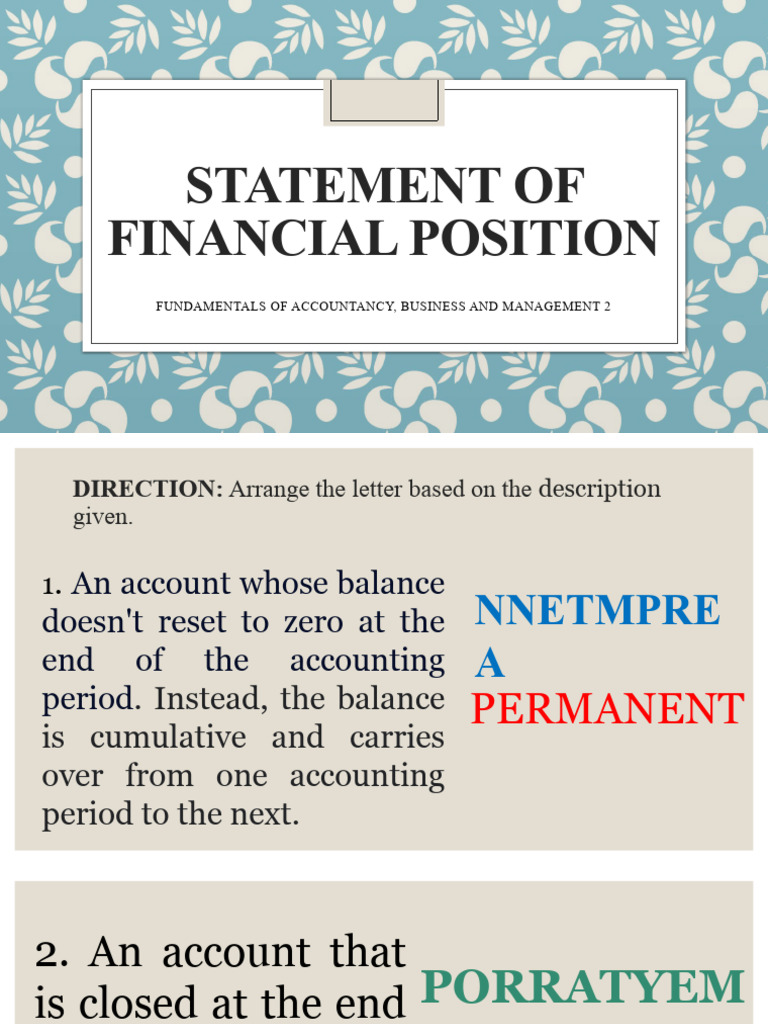 Statement of Financial Position Guide | PDF | Balance Sheet | Expense