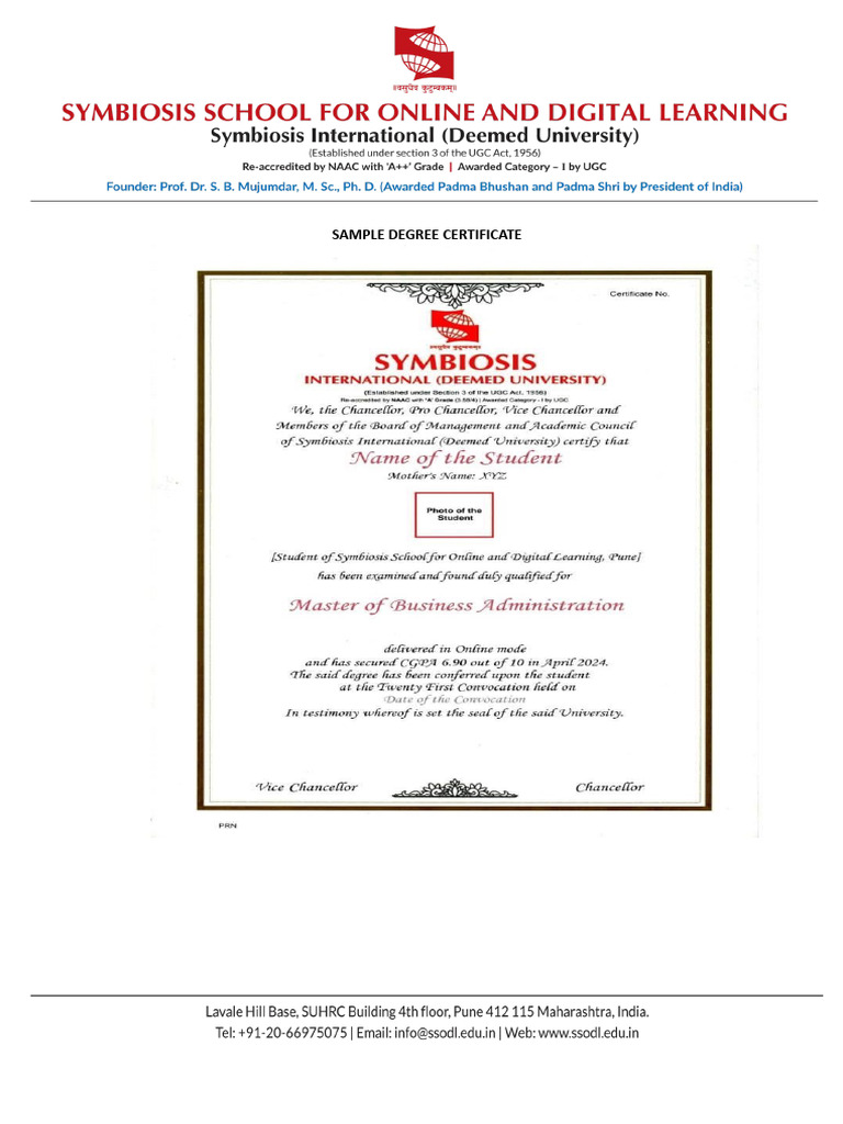 Sample Degree Certificate Template | PDF