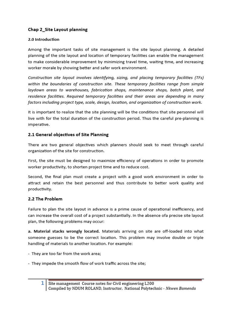 Site Layout Planning | PDF