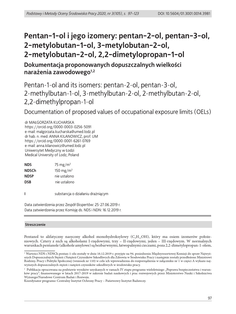 Pentan 1 Ol I Jego Izomery Pentan 2 | PDF