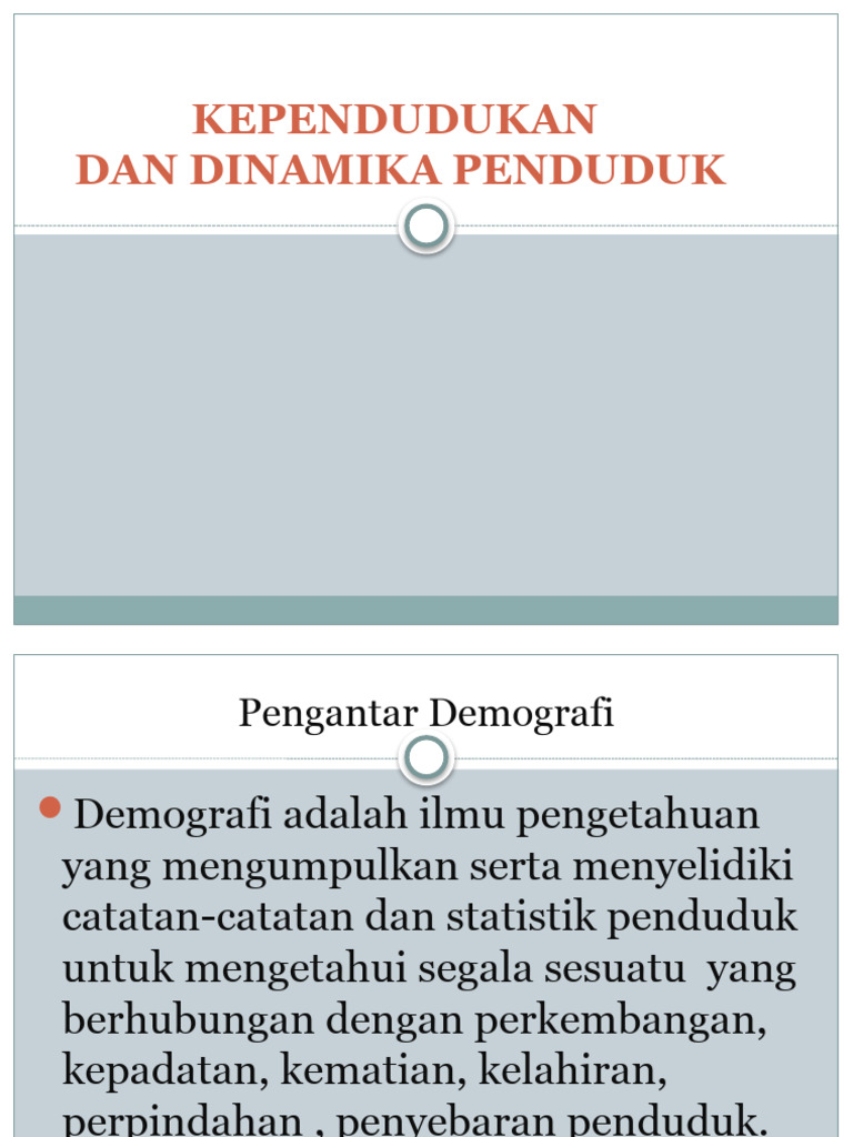 Kelas XI Bab 5 - Kependudukan Dan Dinamika Penduduk | PDF