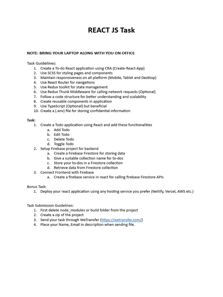 React Js Task | PDF