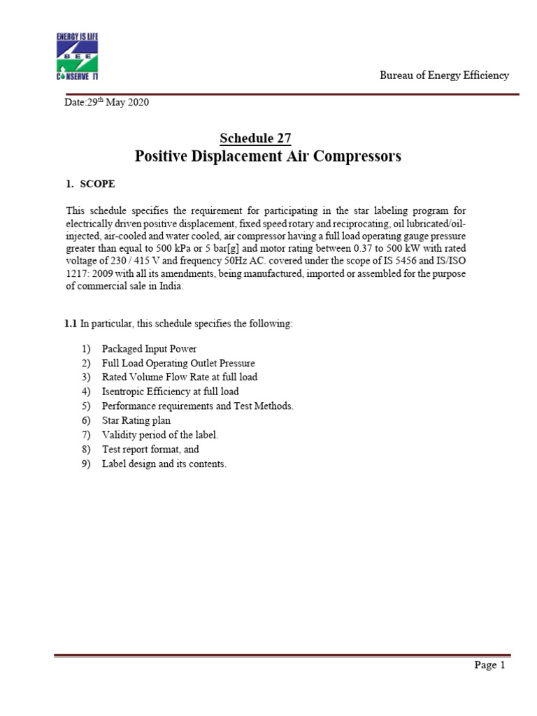 Air Compressor Schedule Final | PDF | Pump | Flow Measurement