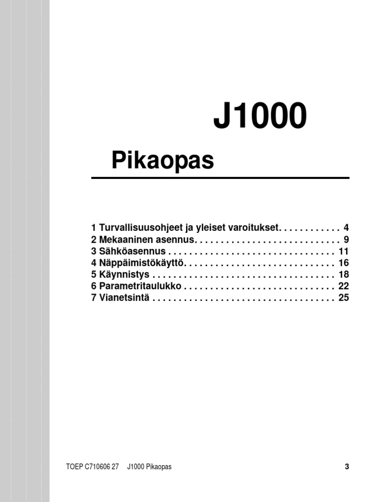 Yaskawa J1000-Pikaopas | PDF