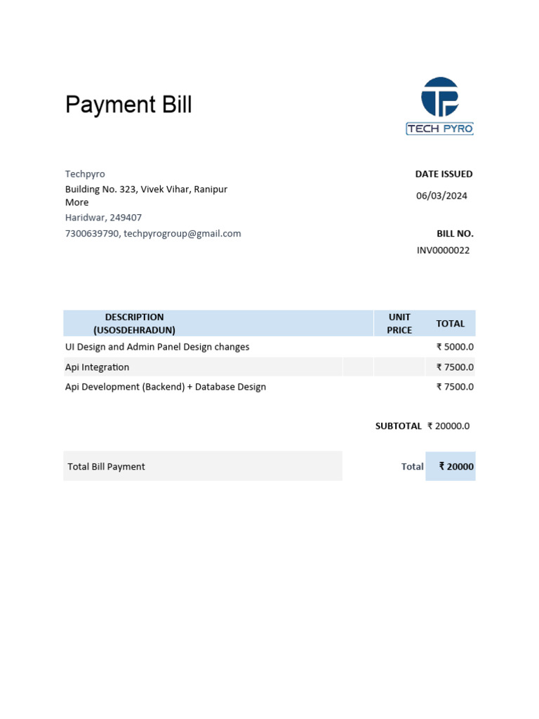 Payment Bill: Date Issued | PDF