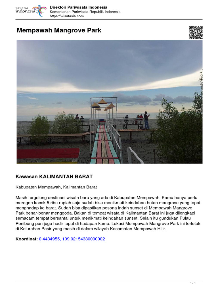 Wisata Sunset di Mempawah Mangrove | PDF