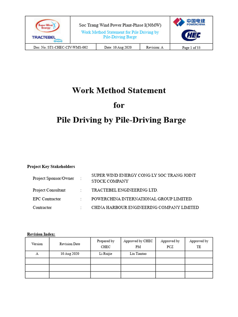 WMS-002 Pile Driving by Pile-Driving Barge REV.A | PDF | Deep Foundation | Surveying