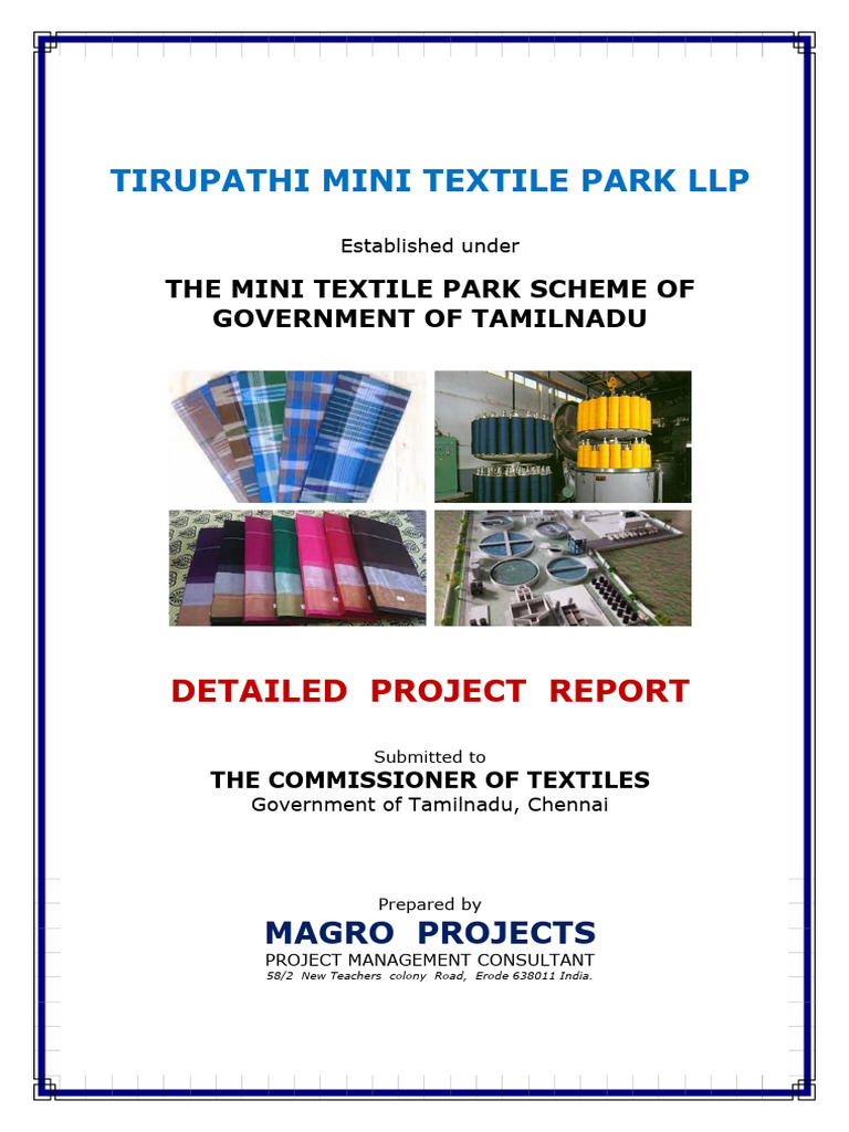 Tirupathi Mini Textile Park Project Report | PDF | Textiles