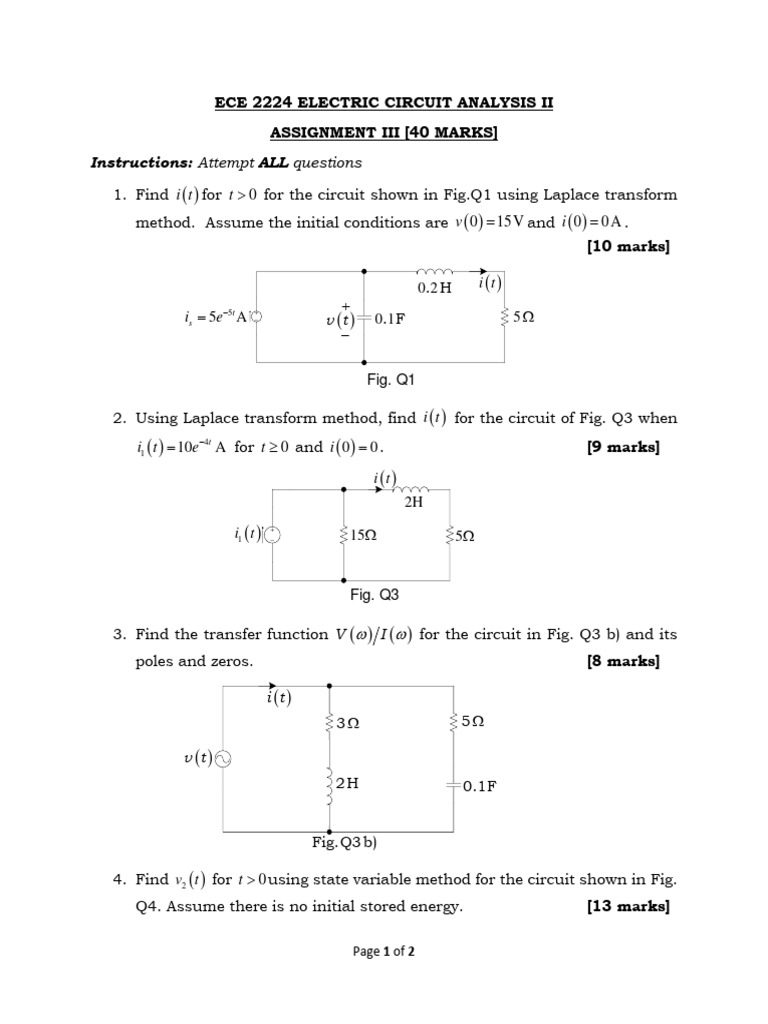 Eee 204 Circuit Theory Ii - Assign Iii | PDF