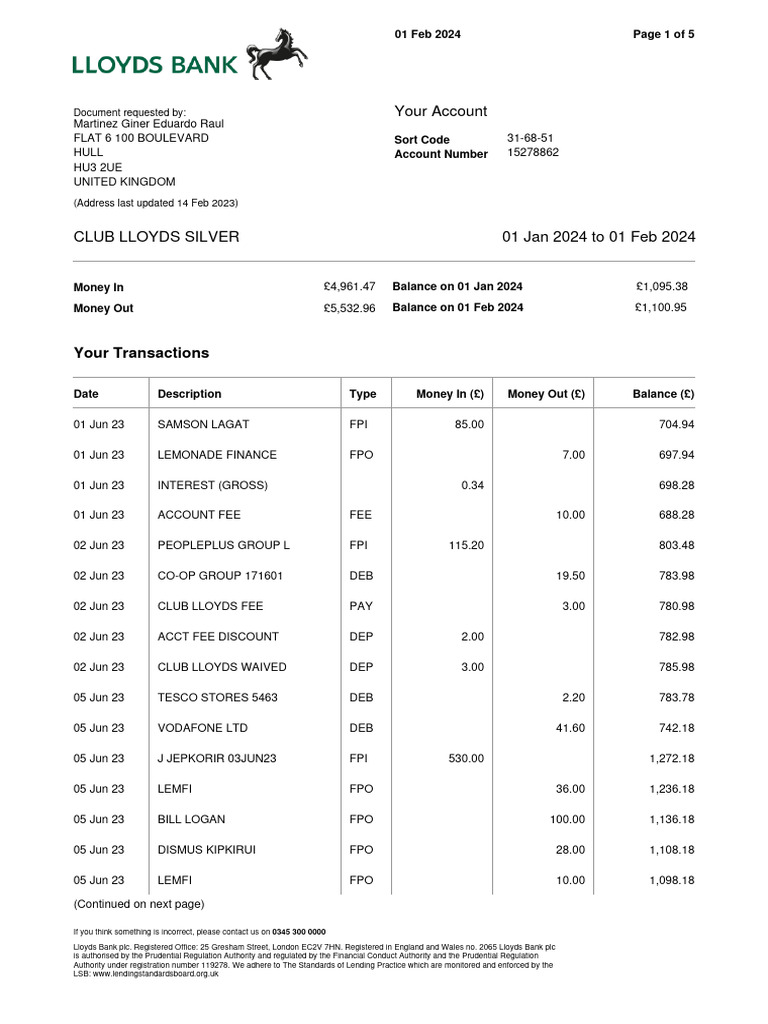 Bank Statement | Download Free PDF | Money | Banks