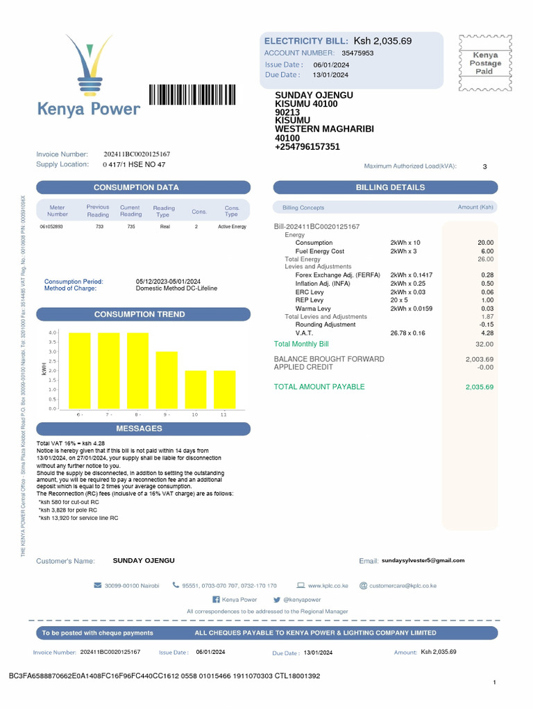 KPLC | PDF | Value Added Tax | Money