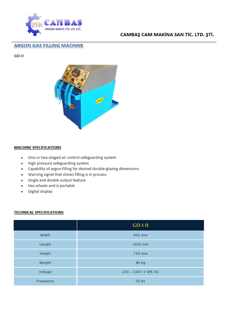 Argon Gas Filling Machine | PDF
