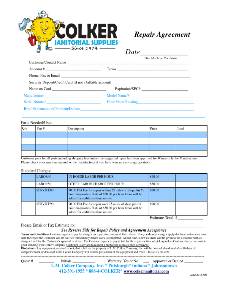 Formal Repair Agreement | PDF | Credit Card | Business