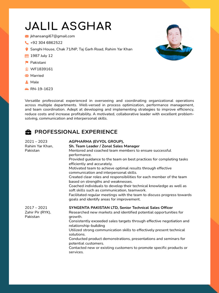 Cv-Jalil Asghar | PDF | Pakistan | Marketing