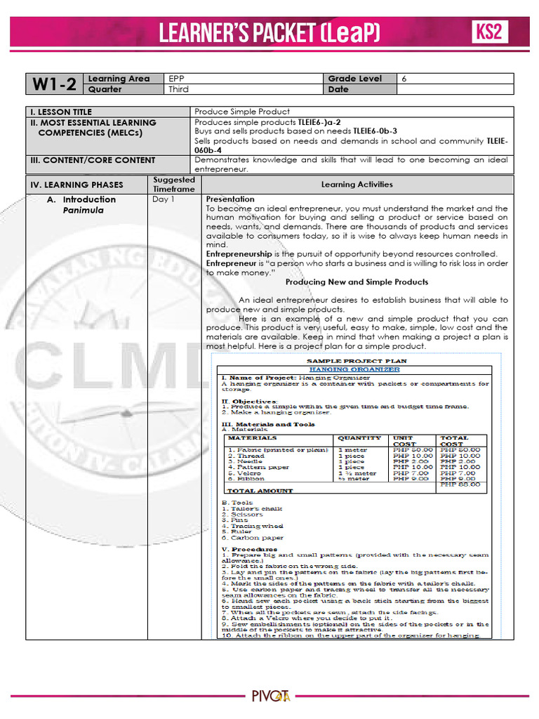 EPP ICT G6 w1 2 | PDF | Entrepreneurship | Learning