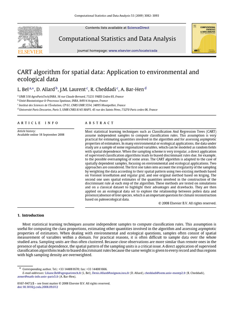 CART Algorithm For Spatial Data - Application To Environmental and ...