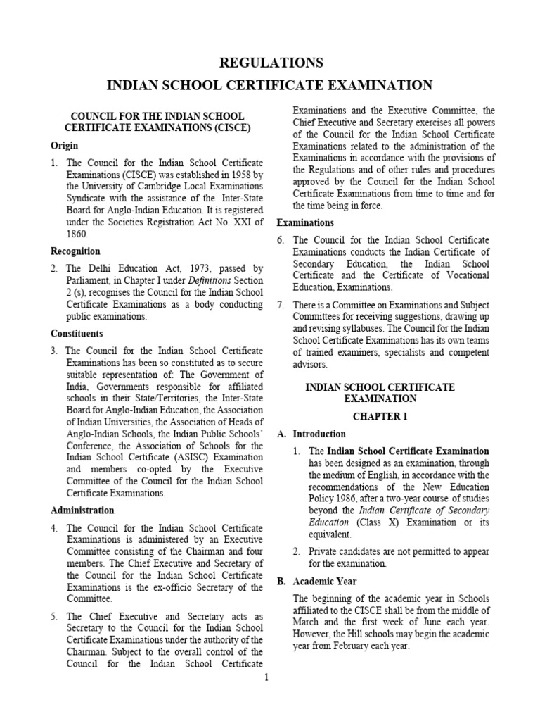 ISC Regulations 2026 | PDF | Science
